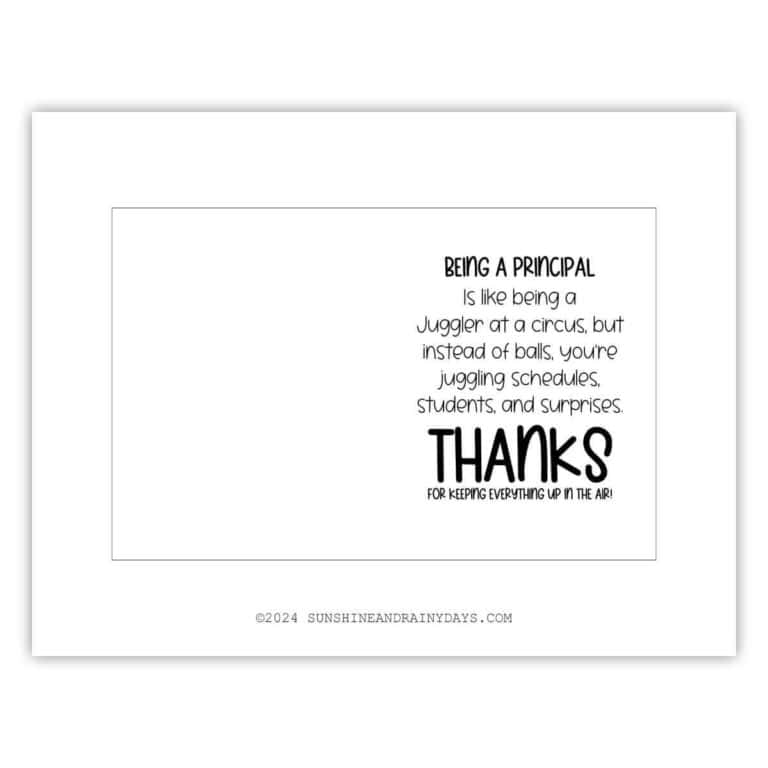 Principal Card Ideas - Sunshine and Rainy Days