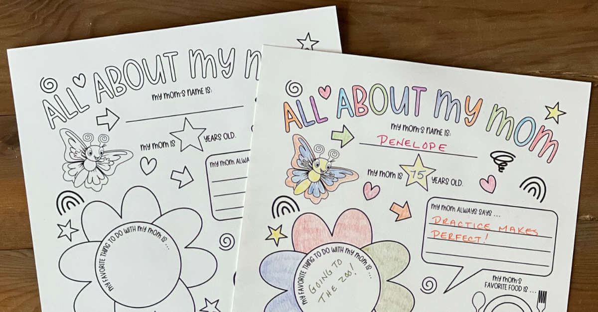 All About My Mom Coloring Page - Sunshine and Rainy Days