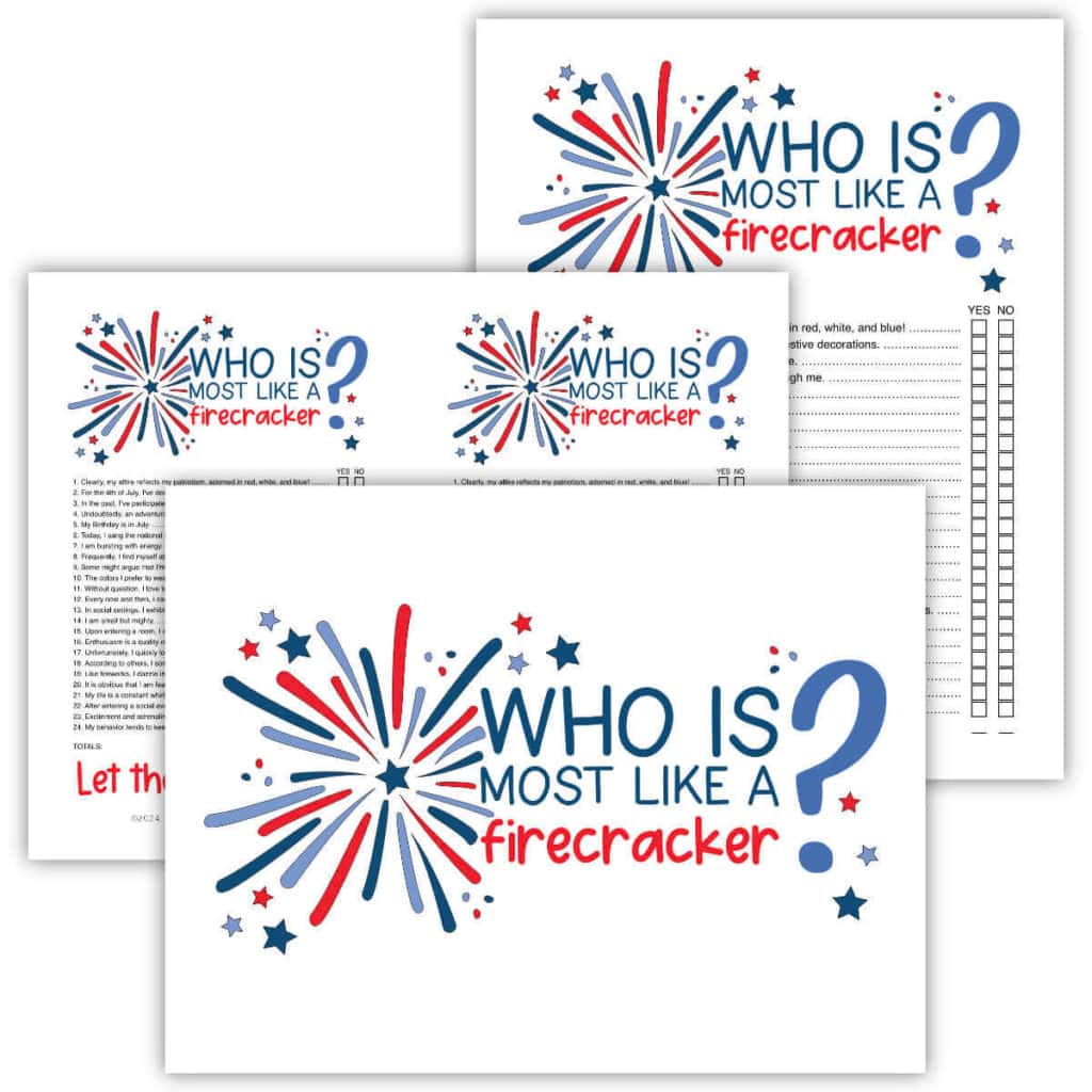 Who Is Most Like A Firecracker 4th of July Game - Sunshine and Rainy Days