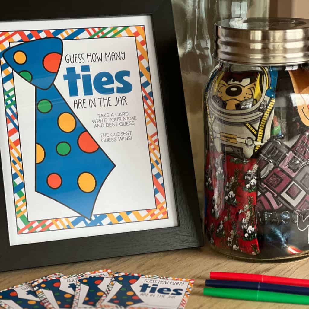 Guess How Many Ties Are In The Jar Father's Day Game - Sunshine and ...