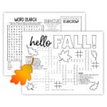 Printable Fall Activity Sheet - Sunshine and Rainy Days