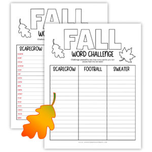 Fall Word Challenge - Sunshine and Rainy Days