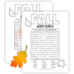 Fall Word Search - Sunshine and Rainy Days