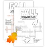 Fall Crossword Puzzle - Sunshine and Rainy Days