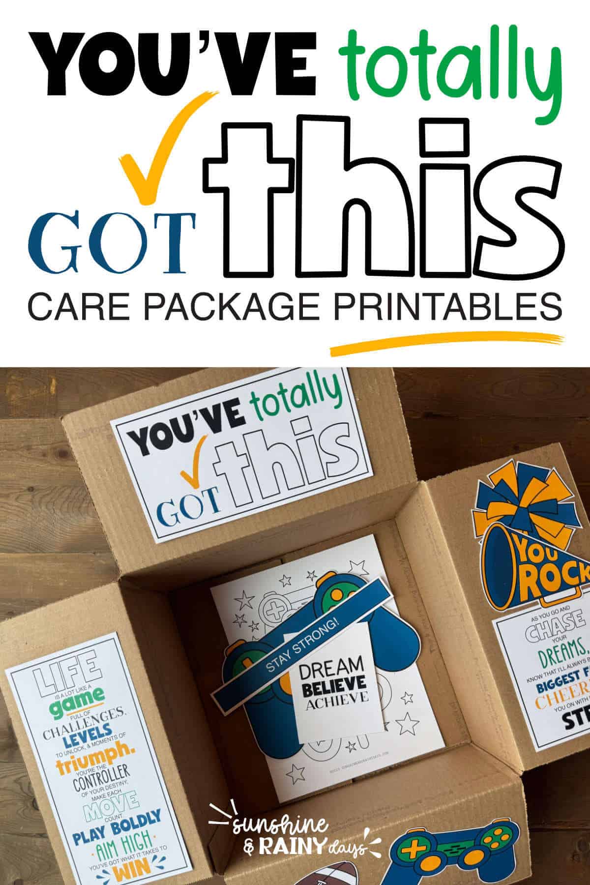 Stay Strong Care Package Printables - Sunshine and Rainy Days