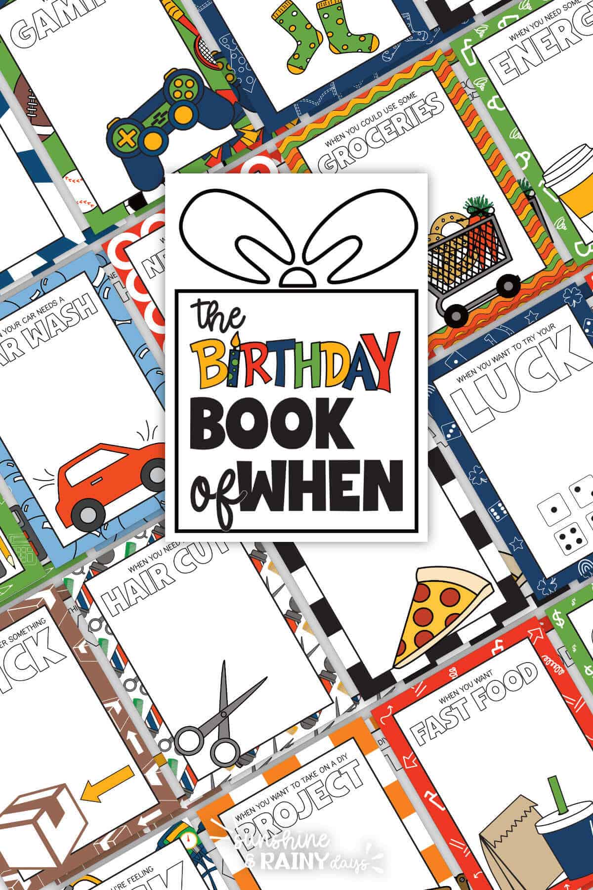Printable Birthday Gift Card Book - Sunshine and Rainy Days