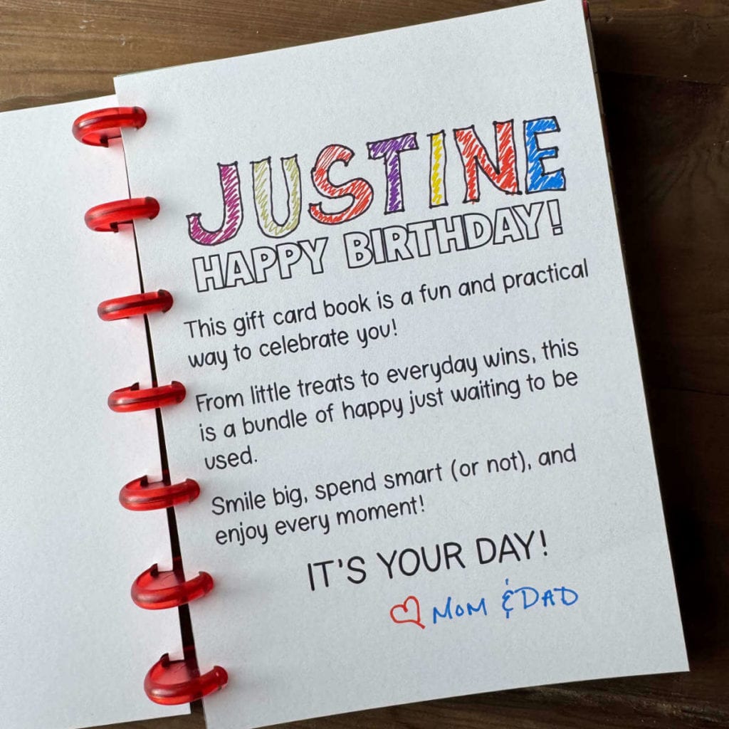 Printable Birthday Gift Card Book - Sunshine and Rainy Days